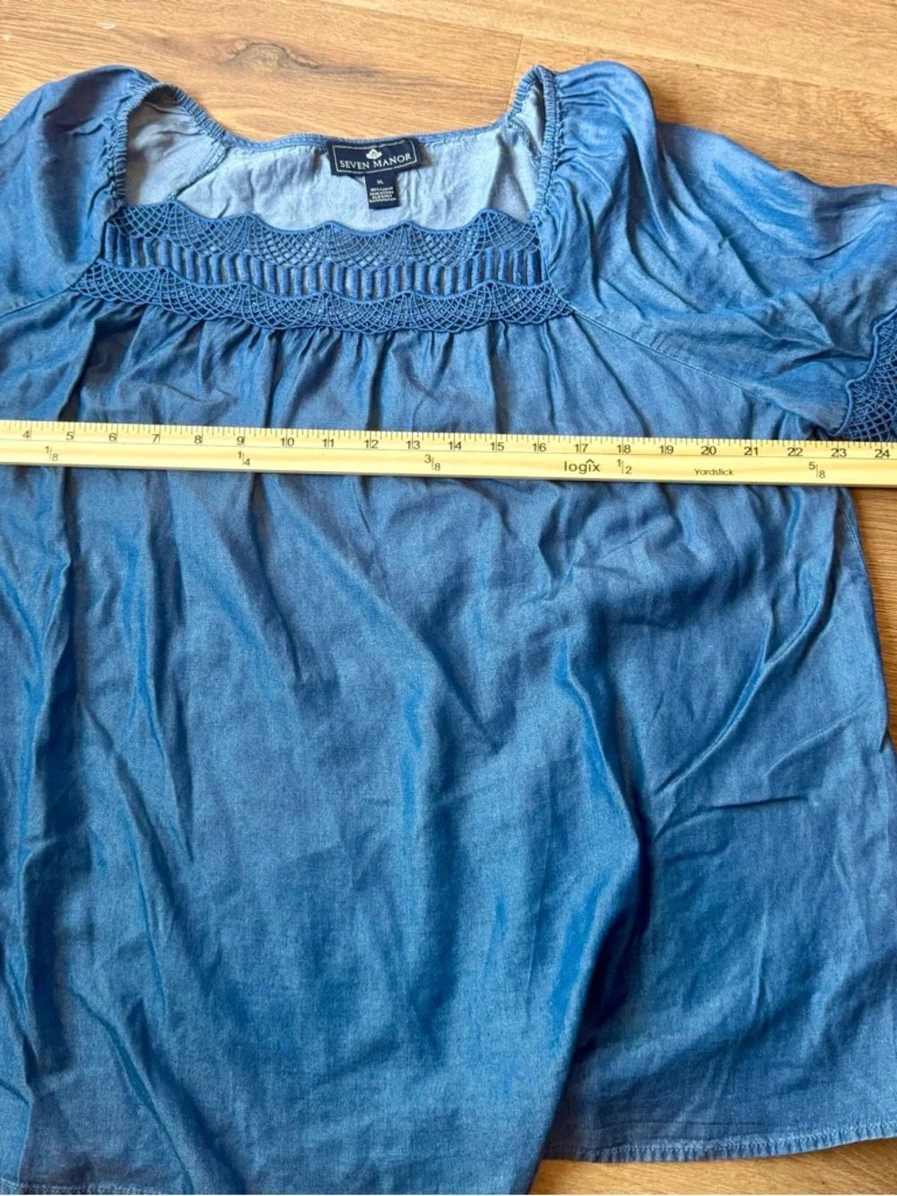 seven manor | Tops | Blue Peasant Blouse | Poshmark